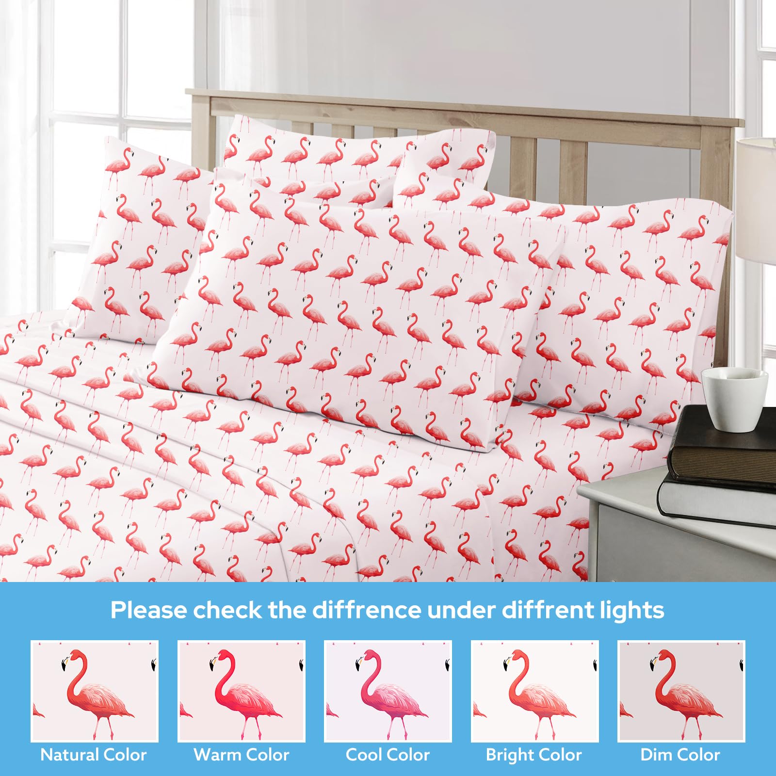 BYSURE Cabin Printed Christmas Pattern Bed Sheets 6 Pieces Set (King Size, Winter Cabin), Microfiber 15 inch Deep Pocket Bedding, Christmas Decoration Indoor