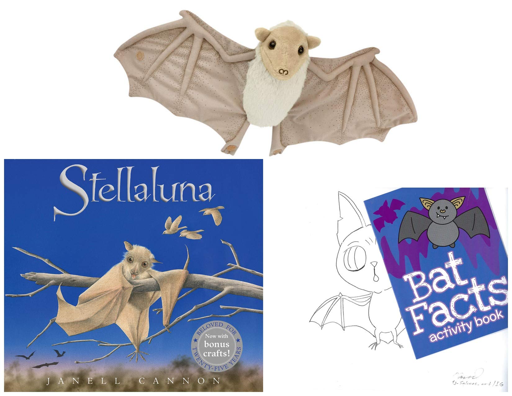Stellaluna Gift Set Special Edition Hardcover by Janell Cannon, Stellaluna Stuffed Animal, Activity Booklet, Downloadable Crafts with Activity Kit and Create a Bat Artwork Gift Set