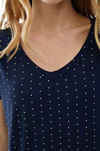 Joyaria Womens Capri Bamboo Pajamas Capri Pjs Set Night Sweats Short Sleeve Sleepwear Hot Flashes(Navy Polka Dot,XXL)