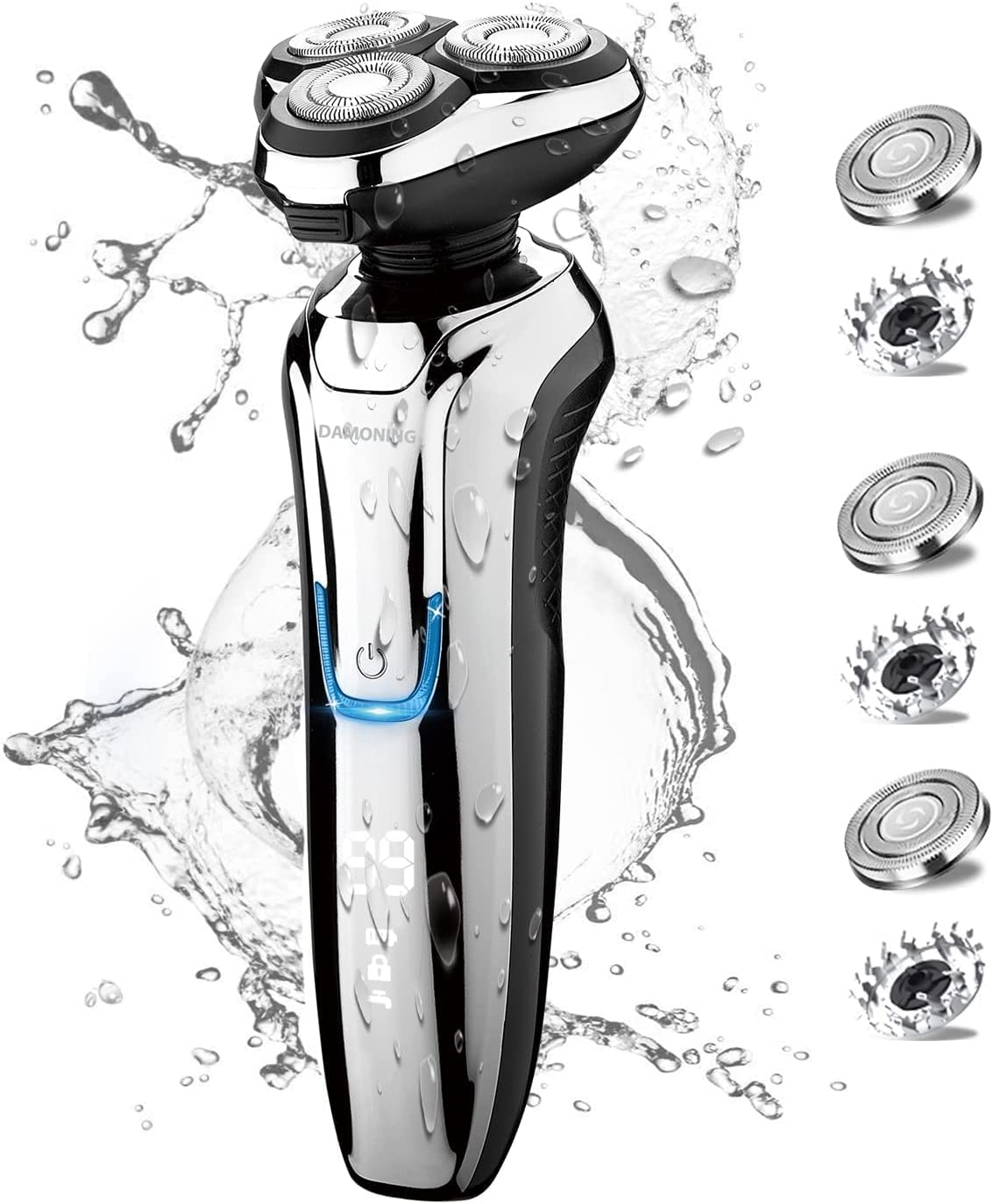Electric Shaver for Men, Electric Razor Rotary Shavers Kit Wet & Dry LED Time Display IPX7 Waterproof Beard Trimmers with Travel Pouch