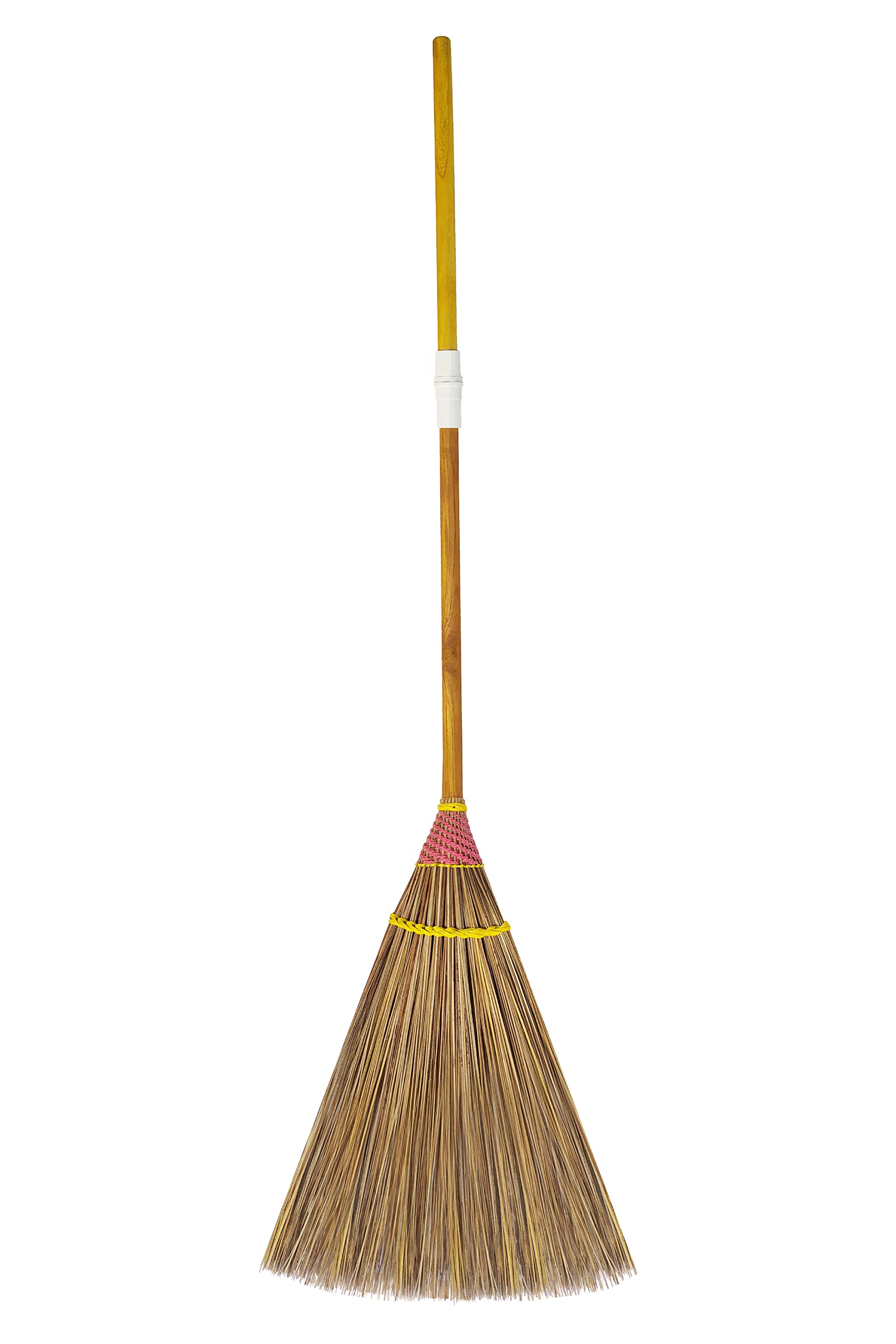 Garden Broom, 61 Inch, Natural Coconut Leaf Broom,Outdoor Brooms, Sweep Snow and Wet Leaves Multi-Surfaces Sturdy Outdoor Coconut Leaf Broom Bamboo Stick Handle Durable Broom Asian Heavy Duty Broom