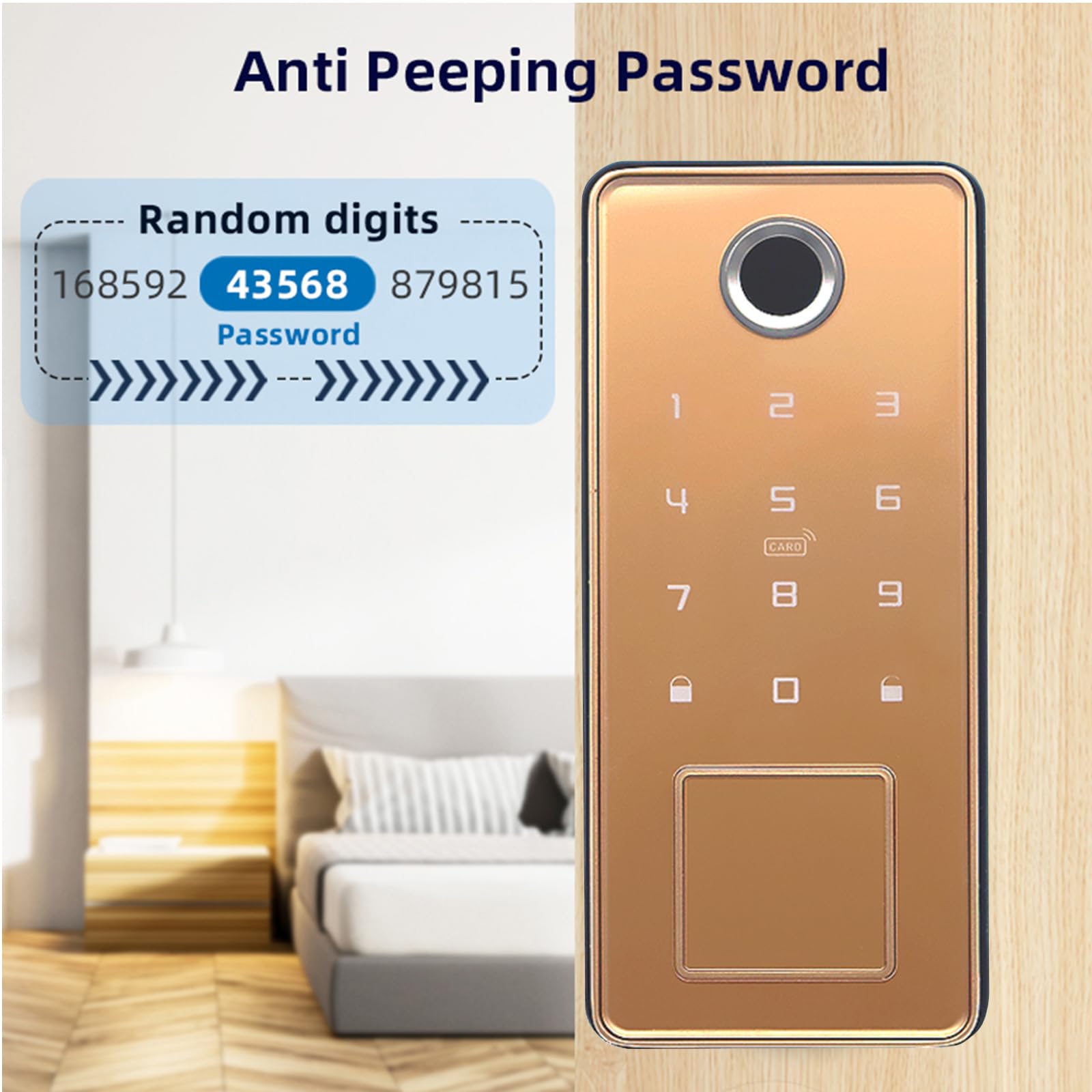 Cerraduras Inteligentes para Puertas, Con Aplicación | Teclado con Pantalla Táctil/Bloqueo Automático/Fácil Instalación, Compatible con Amazon Alexa/Google Assistan, Cerradura Digital de Casa Oro,