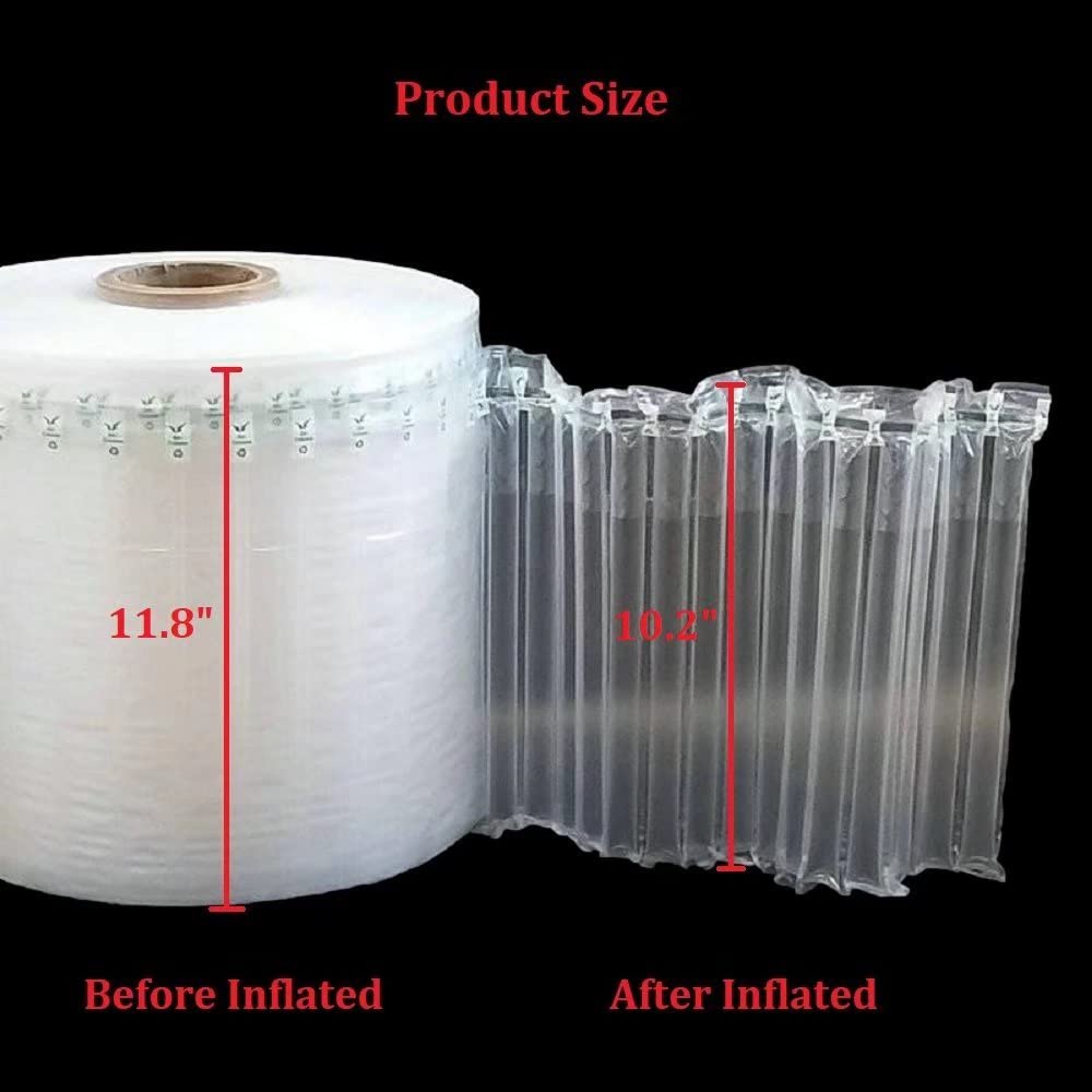 BZQZDAI 11.8"×164 Feet Bubble Cushioning Wrap Roll,Inflatable Air Pillow Column Wrap for Heavy Duty Packing and Shipping, Large Bubble Wine Bottle Protector Breakable Shipping Supplies with Free Pump
