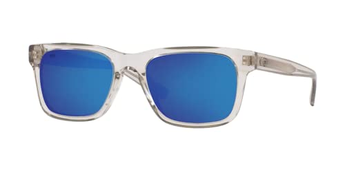 Costa Del Mar Tybee 6S2003 200302 52MM 282 Shiny Light Grey Crystal/Blue Mirror 580G Glass Polarized Rectangular Sunglasses for Men + BUNDLE with Designer iWear Eyewear Kit