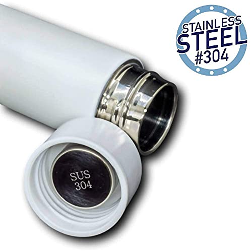 Insulated Water Bottle, 18/8 (304) Stainless Steel, Super Slim Skinny Mini, Portable, Leak Proof, 8oz, White11