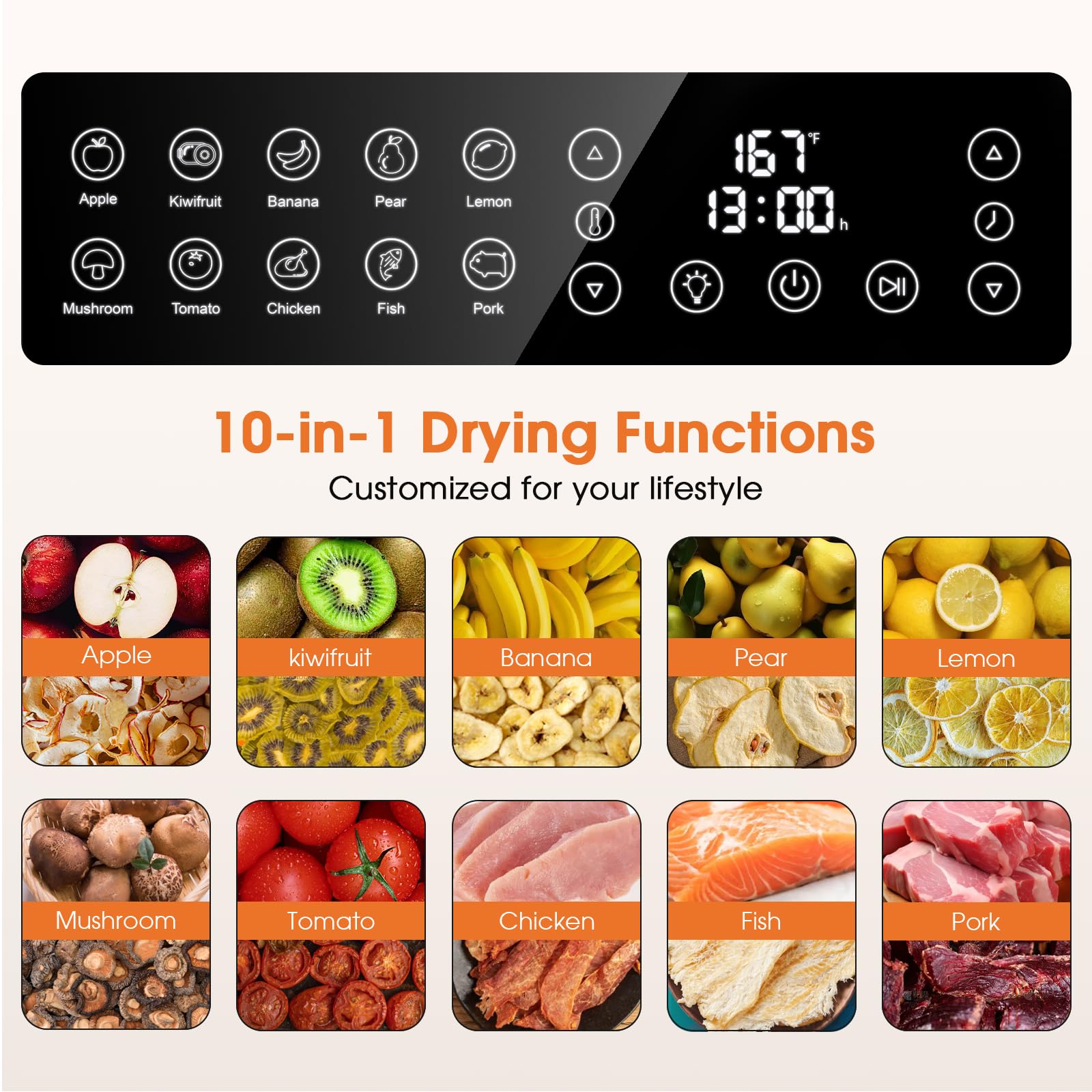Food Dehydrator for Jerky, 12-Trays Stainless Steel Fruit Dehydrators Machine with Temperature Control & Timer, Digital Food Dryer Machine for Home, Dog Treats, Meats, Veggies