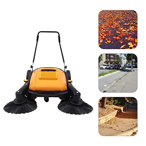 InSyoForeverEC Walk-Behind Outdoor Sweeper, Hand Push Floor Sweeper, Pavement Sweeping Cleaning Tool, with 14.53 gal Waste Container, Sweeps 39611ft²/h, 41.34 inch Sweeping Width