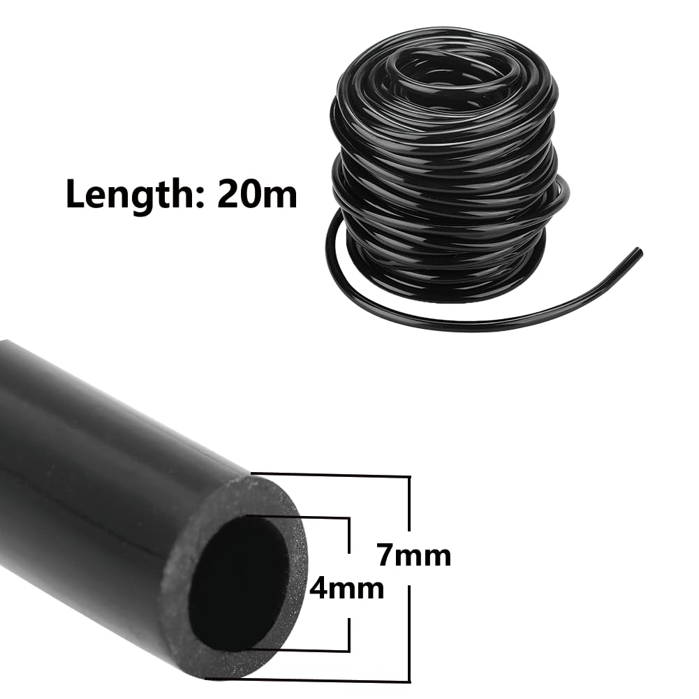 Garden Watering Tube, 4mm Drip Irrigation System Hose Blank Distribution Misting Tubing Main Line Automatic Water Pipe DIY Small Lawn Agriculture Hydroponics Flower Patio Emitters Bubbler Sprinkle 20M