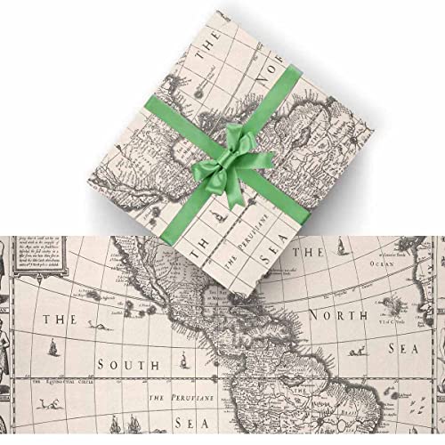 InterestPrint Map of America Folded Wrapping Paper Festival Theme Design for Birthday,1 Roll