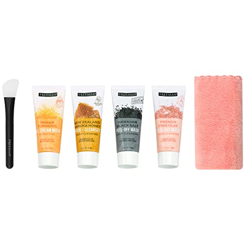 Freeman Limited Edition Destination Hydration Kit, Mini Travel Sized Face Masks, Moisturizing Masking Set, Skincare Variety Pack, Pore Clearing & Cleansing, Cruelty-Free, 7 Piece Gift Set