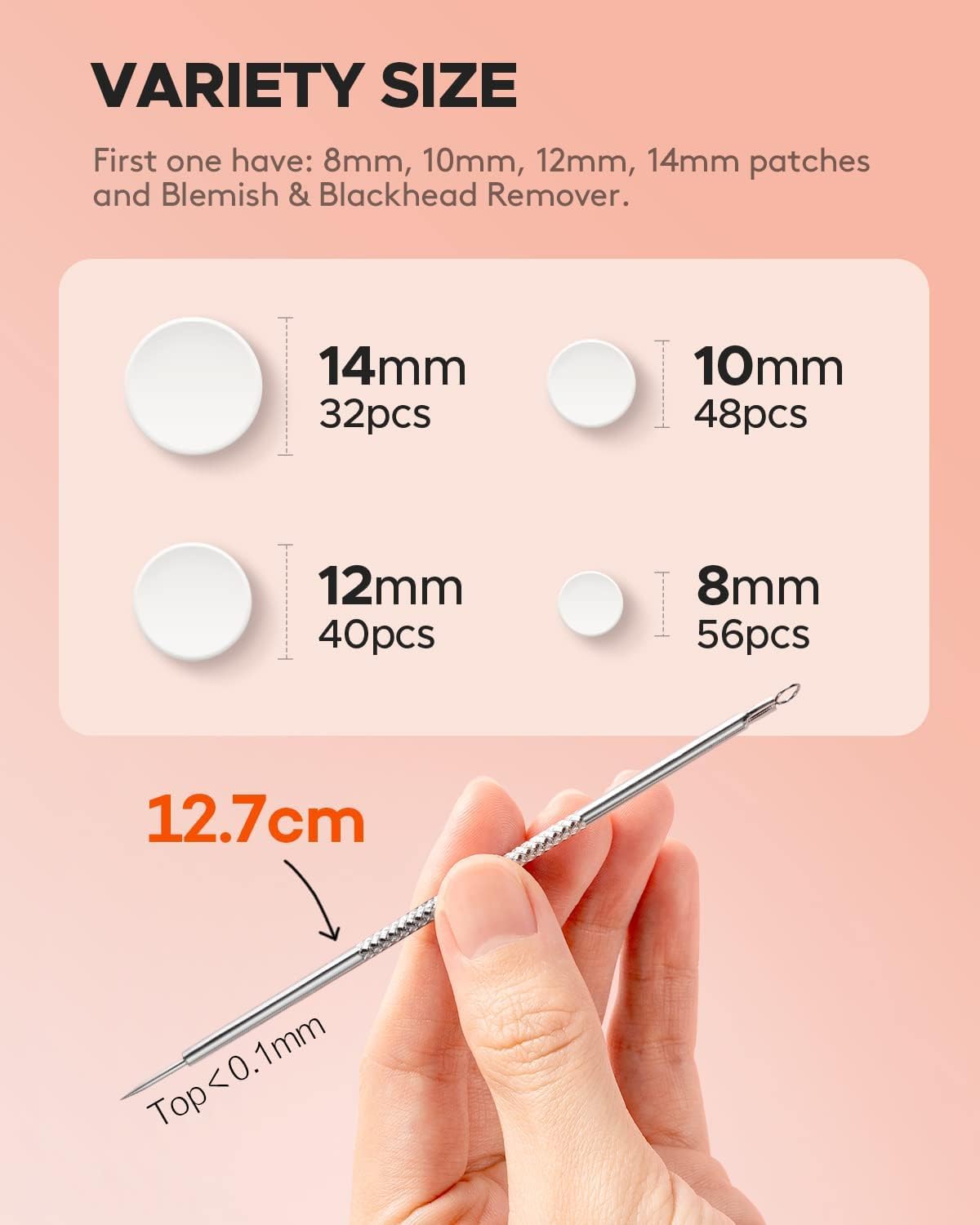 Pimple Patches with Extractor, Hydrocolloid Acne Patches for Face 4 Sizes 176 Count for Zit Breakouts, 2-in-1 Blackhead Remover & Pimple Popper Tool with Tea Tree & Calendula Oil