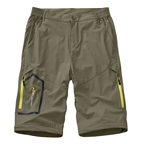 Mens Hiking Stretch Pants Convertible Quick Dry Lightweight Zip Off Outdoor Travel Safari Pants (818 Khaki 32)