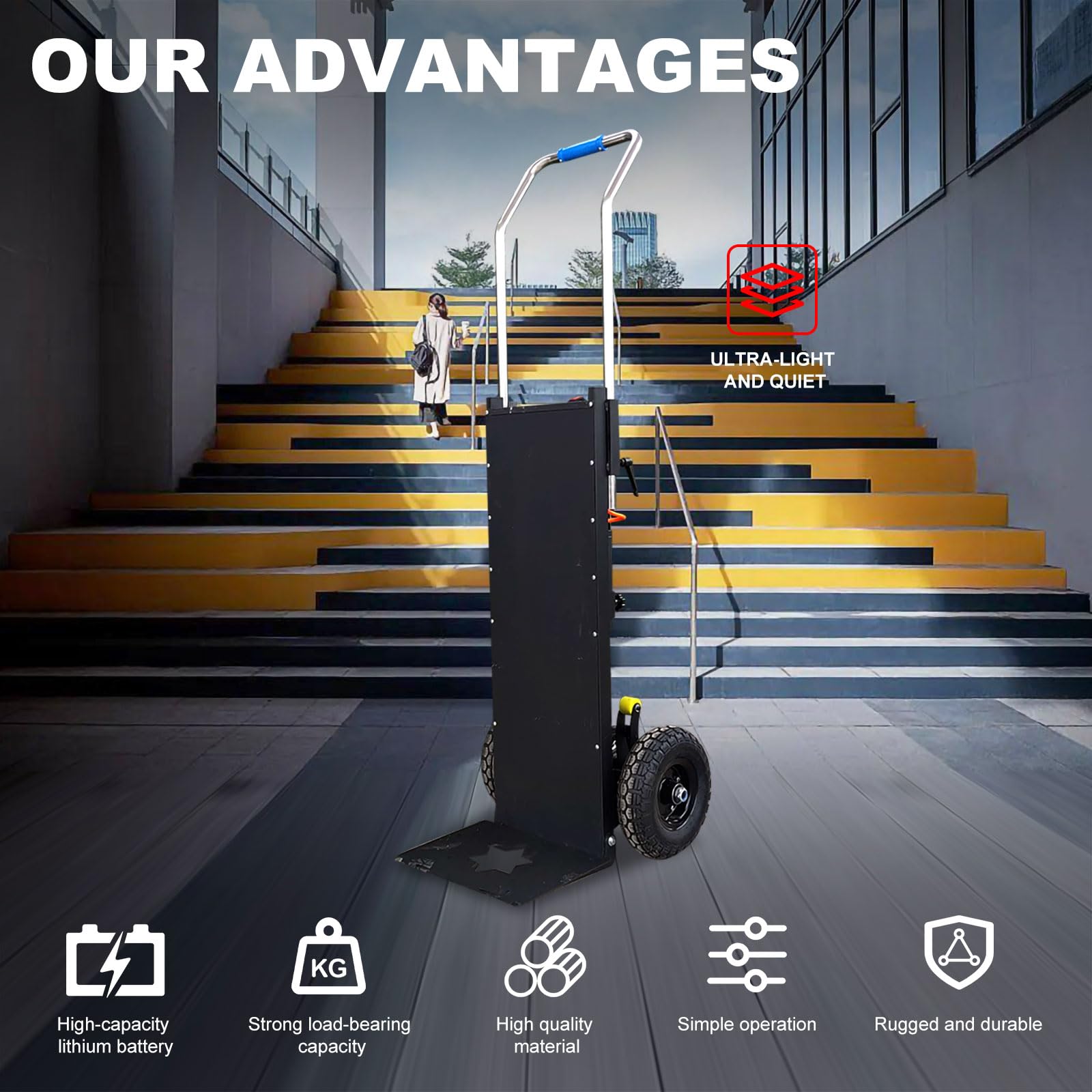 Electric Stair Climbing Hand Trucks Cart Easy Up/Down, 1200 W 881lb Max Load for Moving Warehouse Logistics Distribution