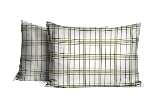 Pointehaven Heavy Weight Flannel Cotton Sheet Set, Twin XL, Plaid Sage