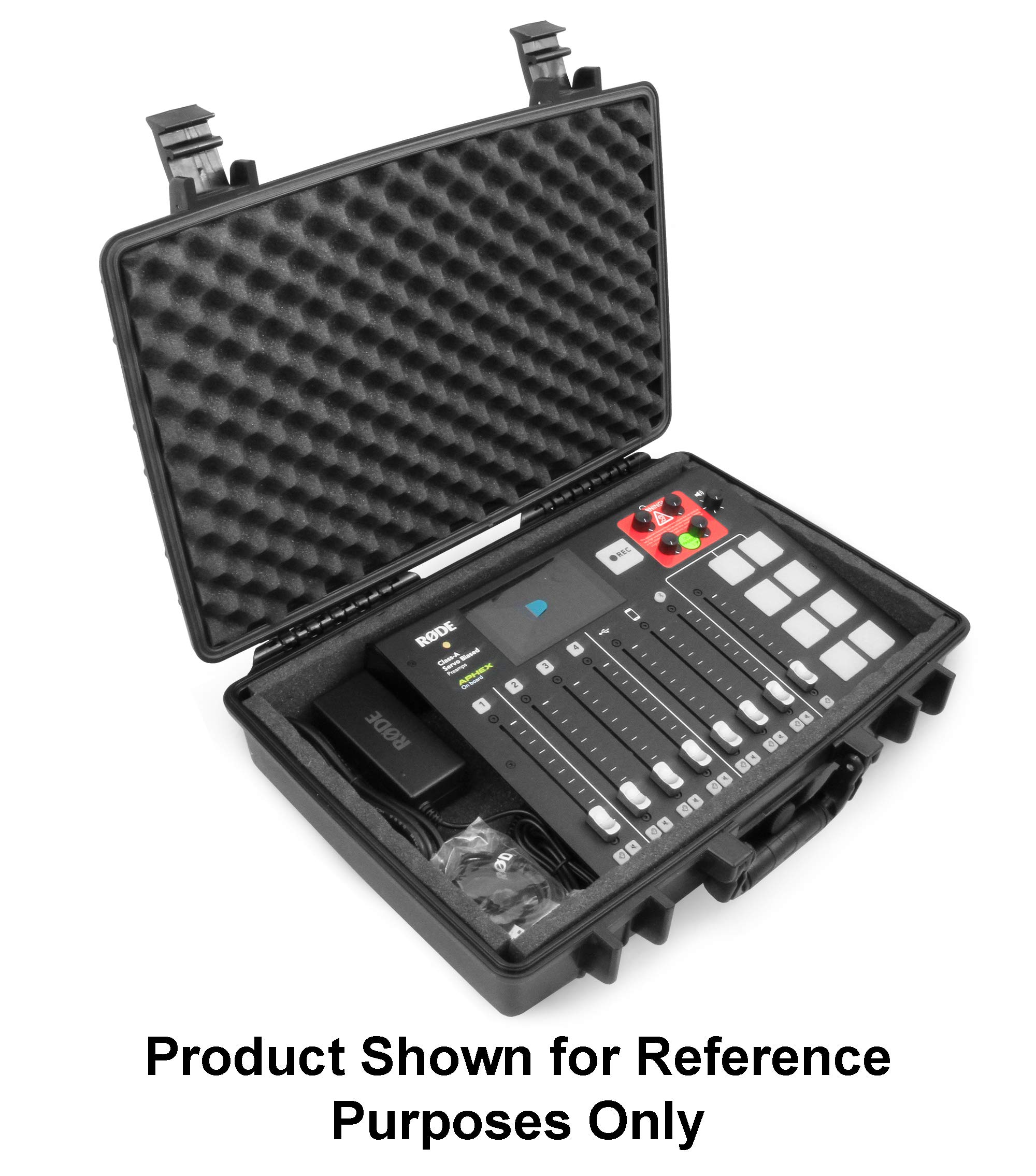 Casematix Waterproof Mixer Carry Case Compatible with Rode Rodecaster Pro Podcast Production Studio and Adapter - Hard Carry Case With Padded Foam