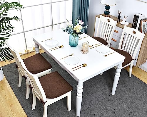 COSNUOSA Kitchen Chair Cushions D-Shaped Dining Chair Cushions with Ties Non Slip Kitchen Dining Chair Pads and Seat Cushion Set 17 x 16 Inches Brown 4 Pcs