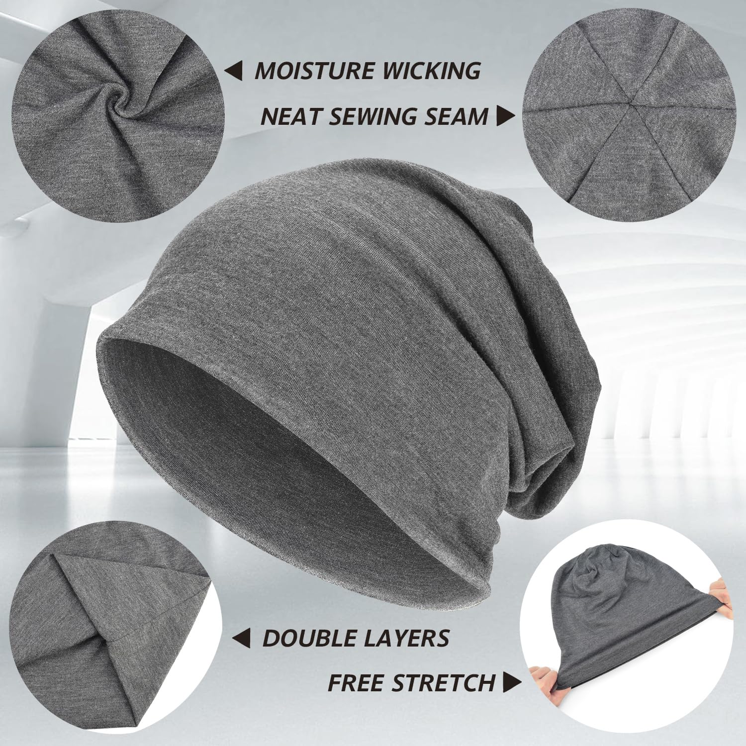 EINSKEY Cotton Slouchy Beanie Hat for Men/Women, Lightweight Oversize Large Thin Skull Cap Chemo Cap Night Sleeping Cap