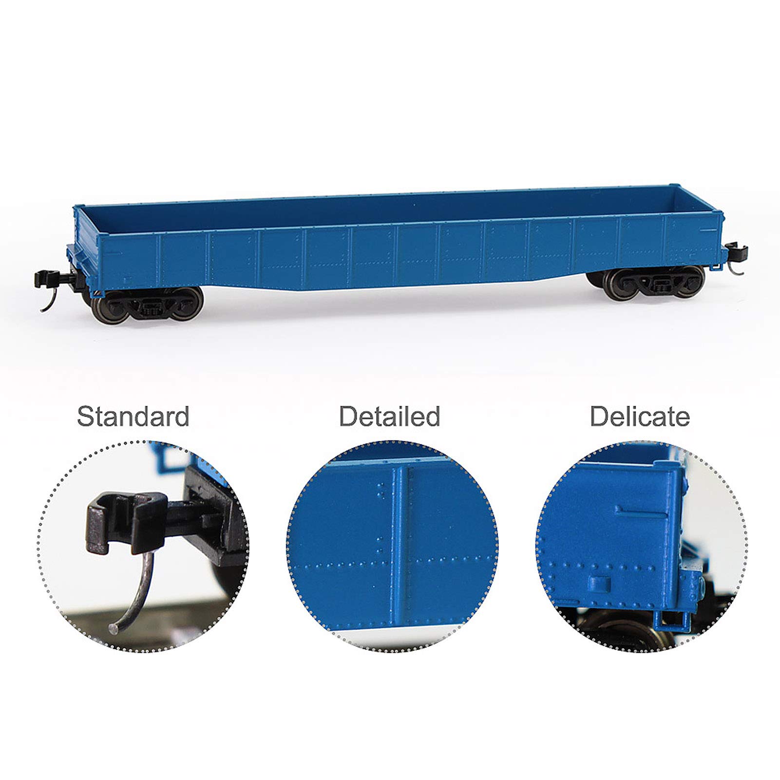 C15014 N Scale 3pcs Gondolas Car 1:160 Model Train Railway Flat Car Wagon (Blue)