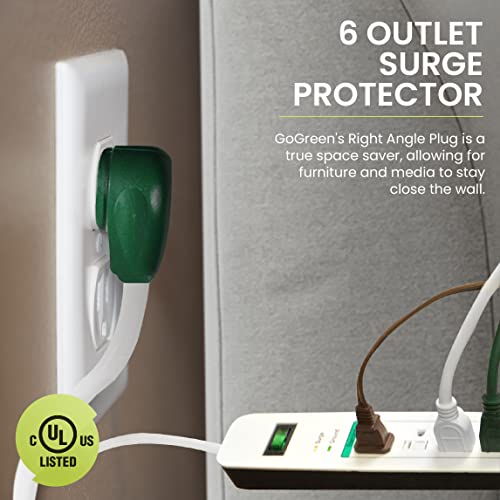 GoGreen Power GG-16326USB 6 Outlet Surge Protector with 2 USB Ports, White, 6 ft Cord