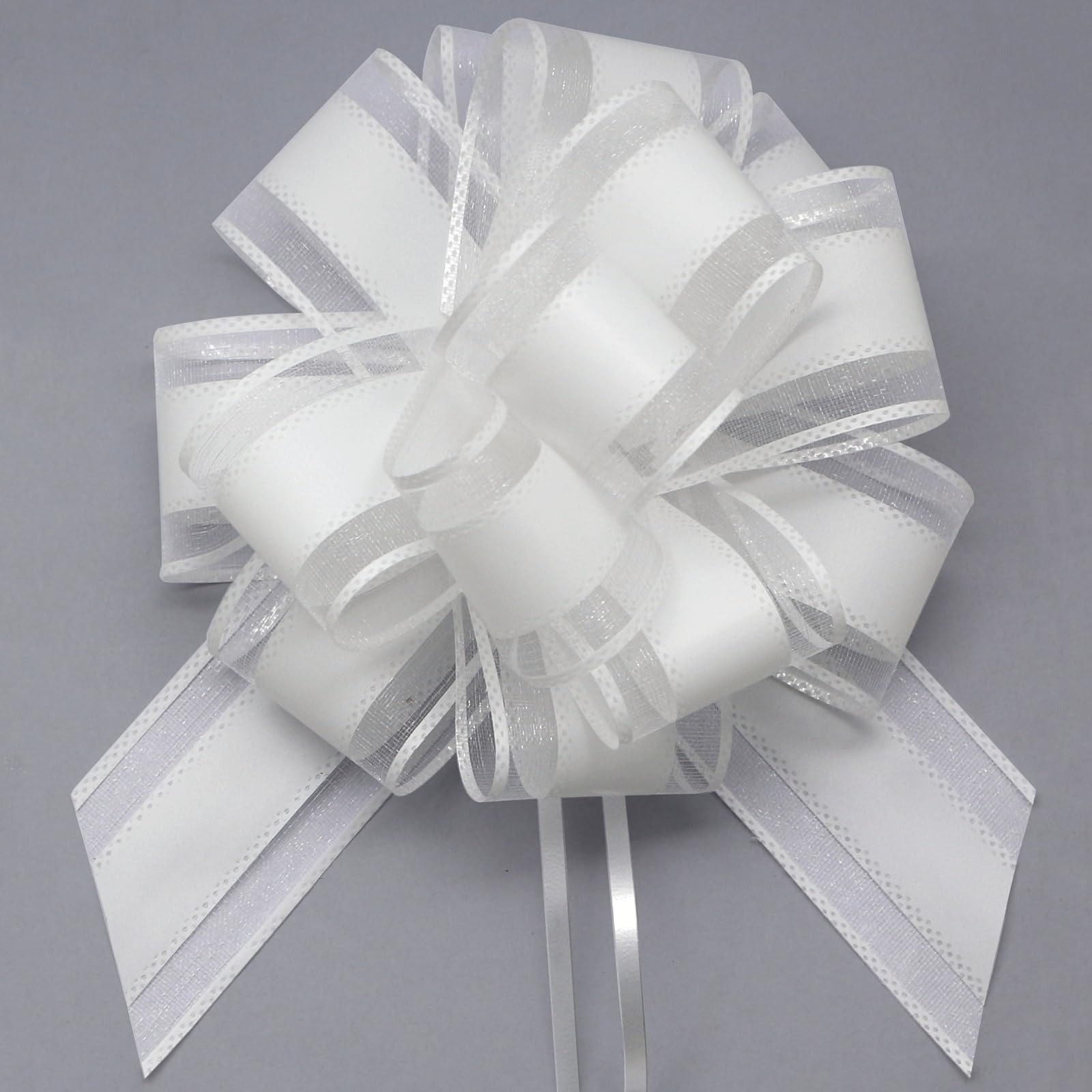 FQTANJU 5 PCS 6 inches Large Pull Bows, Bow for Gift Wrapping, Ribbon Bows for Wedding Christmas Birthday Party Gift Baskets or Valentine's Day Flower Gift Boxes Decoration (White)