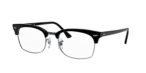 Ray-Ban RX3916VF Clubmaster Square Low Bridge Fit Prescription Eyeglass Frames, Shiny Black/Demo Lens, 55 mm