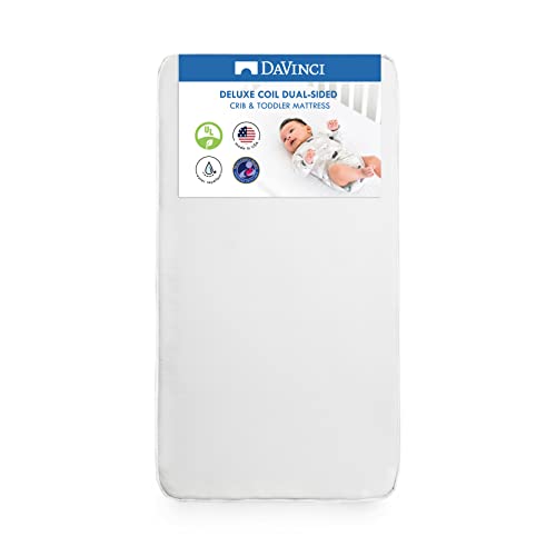 DaVinci Deluxe Coil Dual-sided Crib & Toddler Mattress, Extra firm, Waterproof, Greenguard Gold Certified