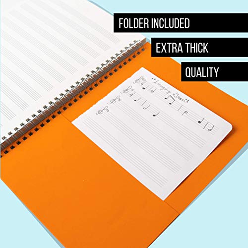 iVideoSongs Manuscript Paper Notebook Black • 12 Staff per Page Blank Sheet Music Notebook • 120 Page Hardcover Music Staff Paper Notebook Music Journal • Music Staff Notebook 150+ Free Music Lessons