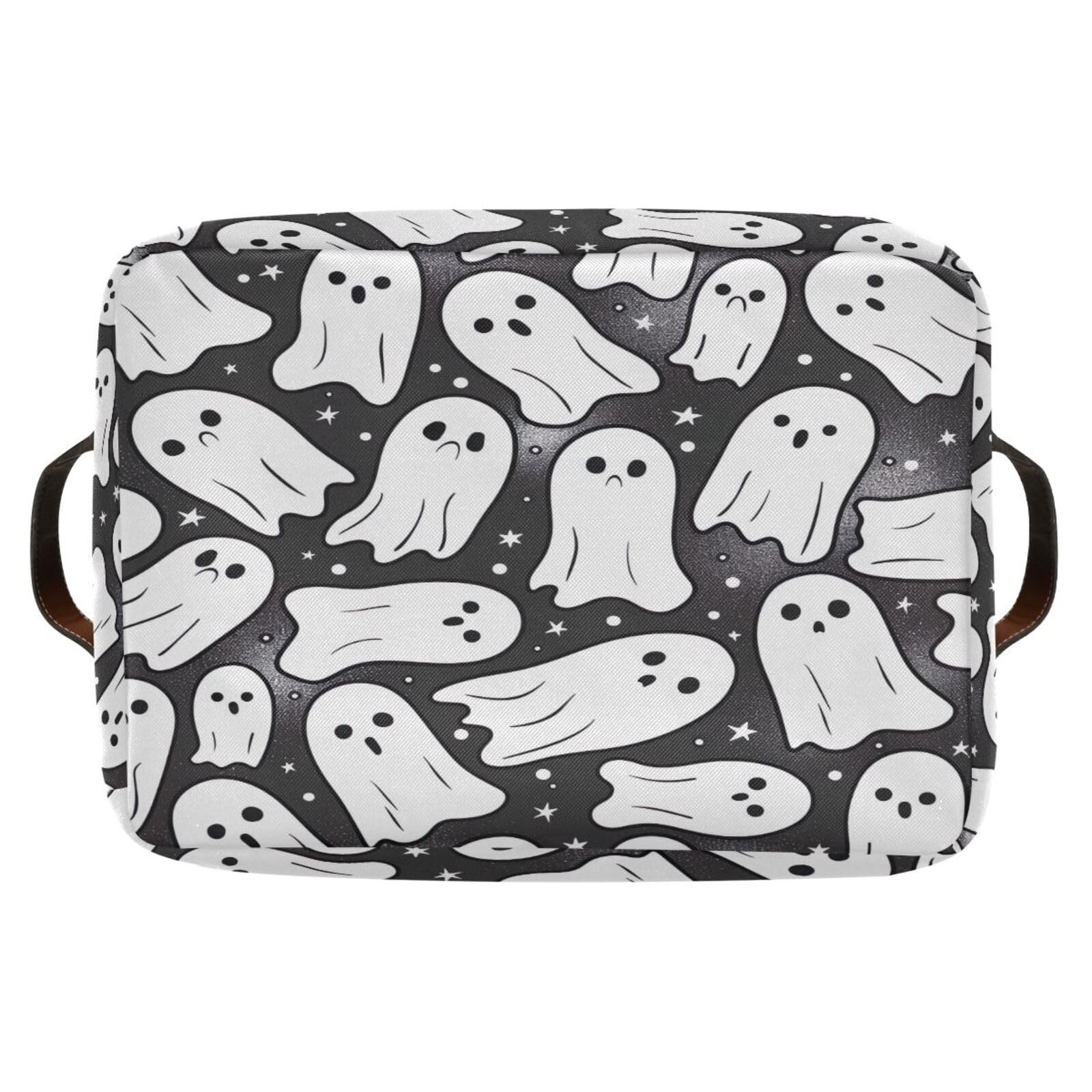 Jthubd Halloween Boo Storage Basket for Organizing Waterproof Foldable Storage Bin with Handles Closet Organizer Halloween Party Basket Spooky Basket Stuffer, 1Pack
