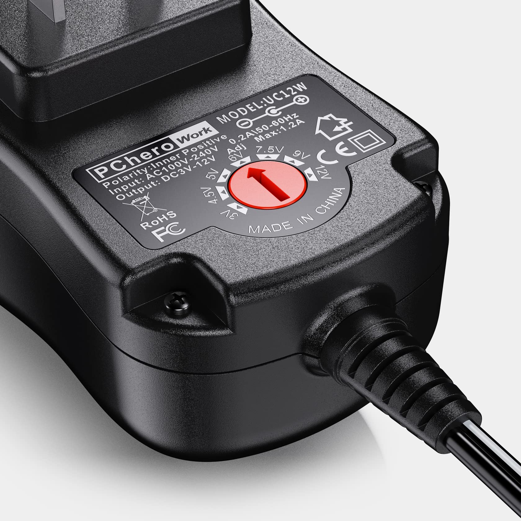 PChero 12W Universal Multi Voltage AC/DC Adapter Switching Power Supply with 8 Selectable Adapter Plugs, Suitable for 3 V to 12 V Home Household Electronics Devices
