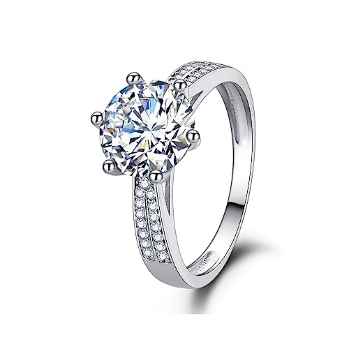 DURAINTS Wedding Ring S925 Sterling Silver with 100% D Color Moissanite Diamonds, Promise Ring For Women, Engagement Rings for Women, Elegant Design, Gift Box Package
