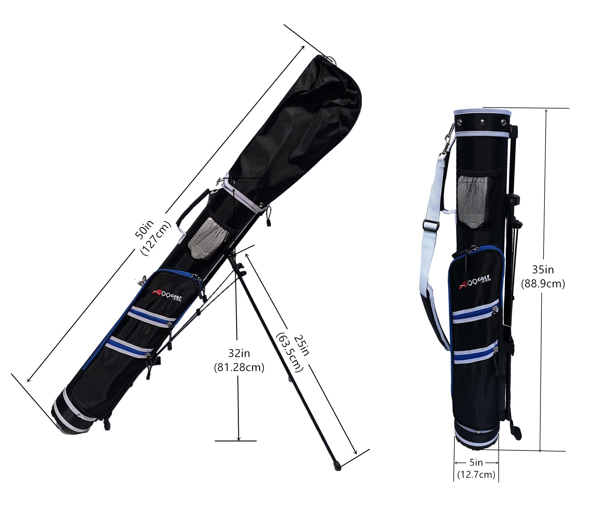 C9 A99 Golf Men's & Women's Practice Sunday Bag Range Pencil Carry Bag with Stand and Strap Golf Travel Bag Removable Top Black Great Gift for Golfer!