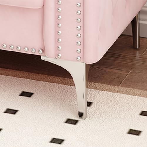 FANYE Velvet Upholstered Sofa Couch with 2 Pillows,Modern 3 Seaters Sofa Couch with Nailhead Decor and Metal Legs for Living Room