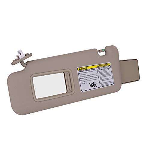 CULMKARI Left Driver Side Sun Visor for Toyota Highlander 2008-2013 with Vanity Light Replaces 74320-48500-B0 Beige