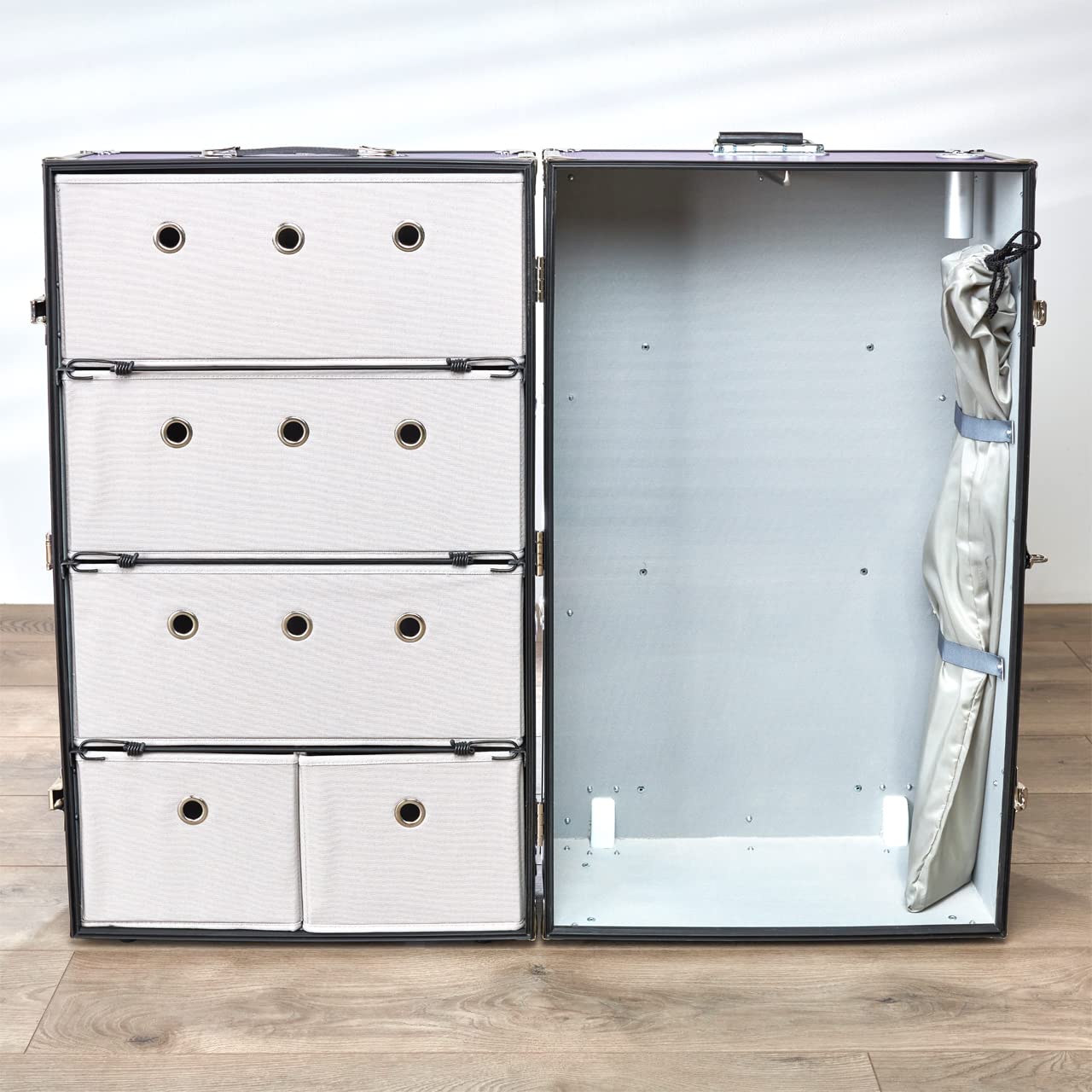 Rhino Trunk & Case Dance Star Wardrobe Trunk with Mounted Wheels, Competitions, Recitals, & Performances 35"x21"x16" (Navy Blue)