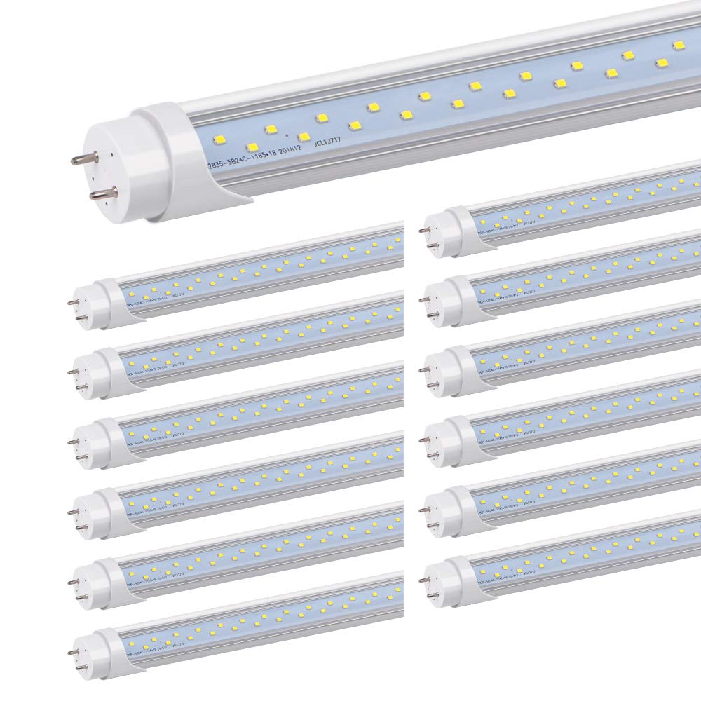Kihung (12 Packs T8 Led Bulbs 4 Foot, Type B Light Bulbs, 24W 3120LM 6000K, Daylight White Fluorescent Light Bulbs 48 Inch, Ballast Bypass, T8 T10 T12 4ft Led Replacement for Fluorescent Tubes