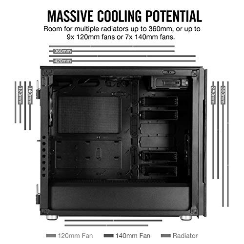Corsair Carbide Series 678C Low Noise Tempered Glass ATX Case, Black