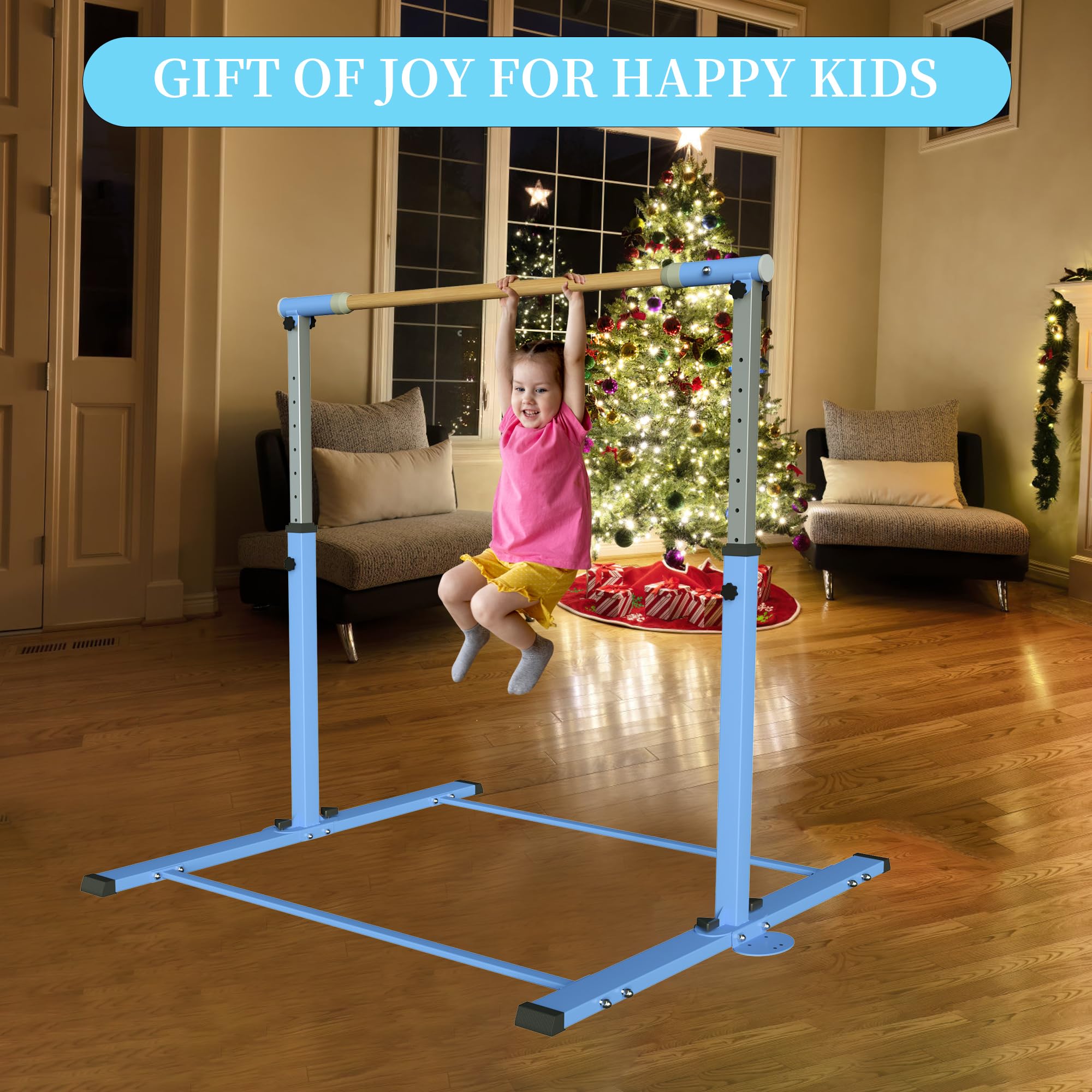 EL&IT·Wings Gymnastic Kip Bar,Horizontal Bar for Kids Girls Junior,3' to 5' Adjustable Height,Home Gym Equipment,Ideal for Indoor and Home Training,300lbs Weight Capacity