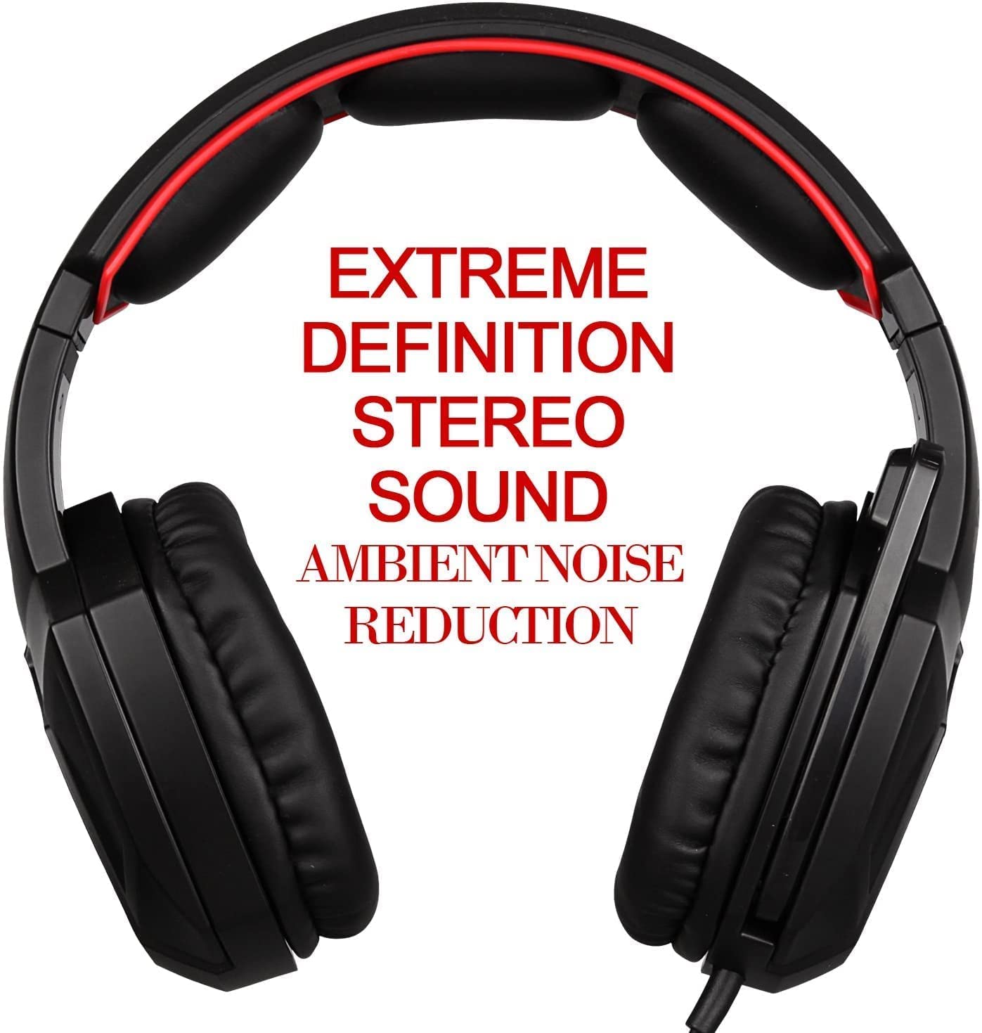 SADES 3.5mm Stereo Surround Sound Gaming Headset with Mic, Noise Cancelling & Led Light & Volume Control Over Ear Gamer Headphones, Red Headset for PC MAC Laptop Computer Games