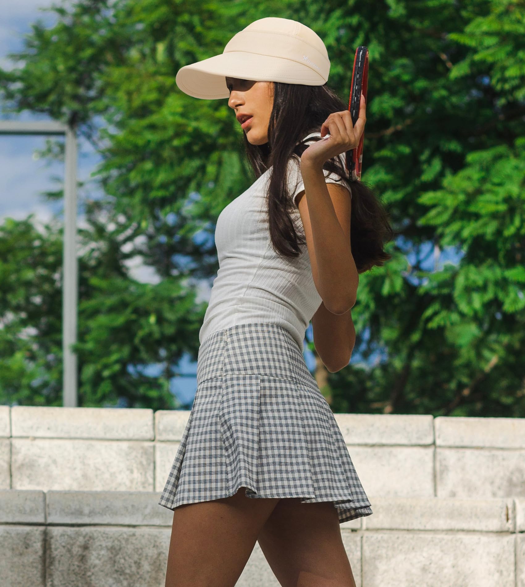 Durio Wide Brim Summer Beach Hats for Women 2024 UPF 50+ Sun Hat 2 in 1 Visors for Women Foldable Zip-Off Visor with Wind Strap Packable Womens Sun Hat Safari Fishing Gardening Beige One Size