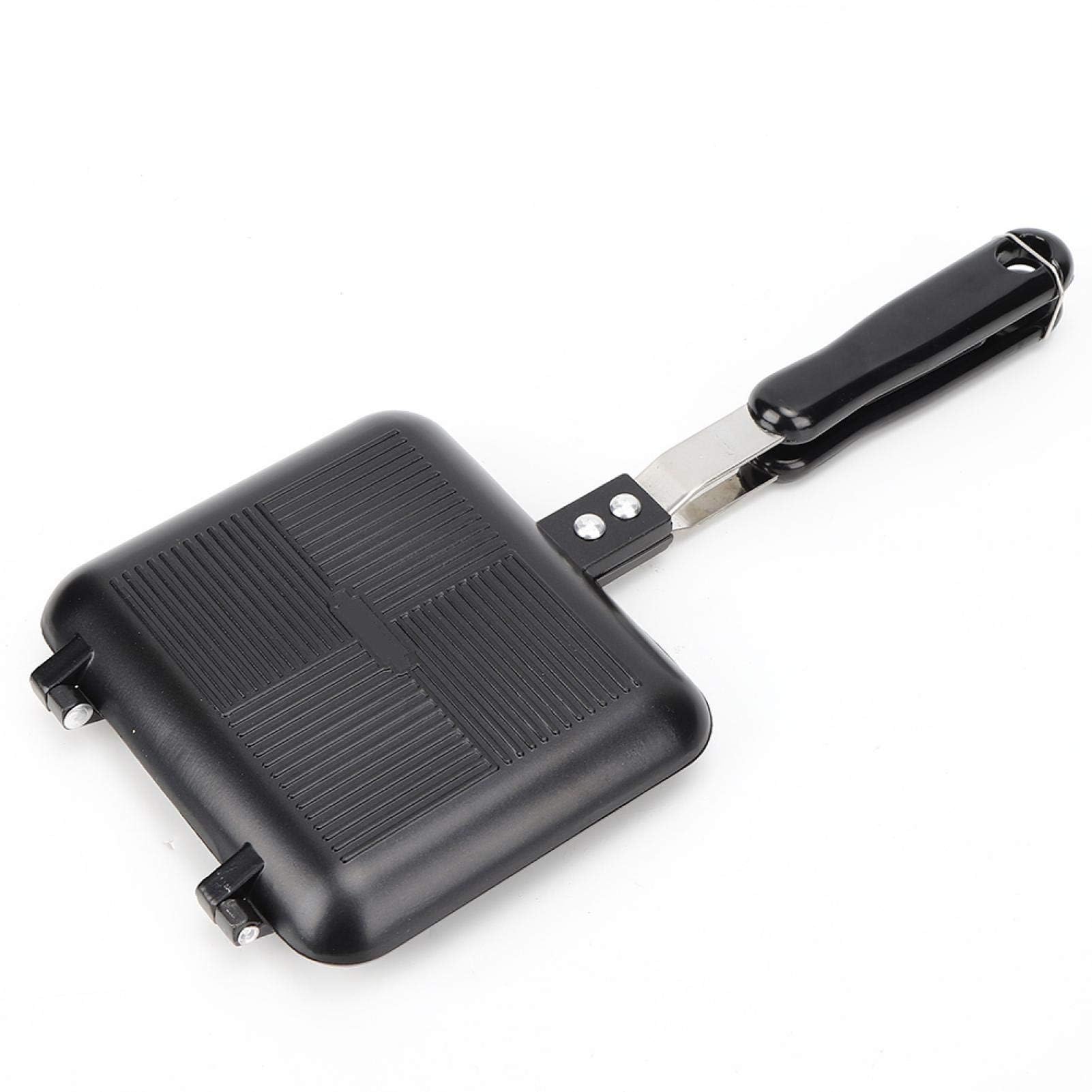 Double Sided Grill Pan Frying Pan Grilled Cheese Maker Sandwich Panini Maker Fry Pan Non-Stick Double Grill Pan Aluminum Frying Pan For Breakfast Toast Panini Waffle Barbecue Home Outdoor