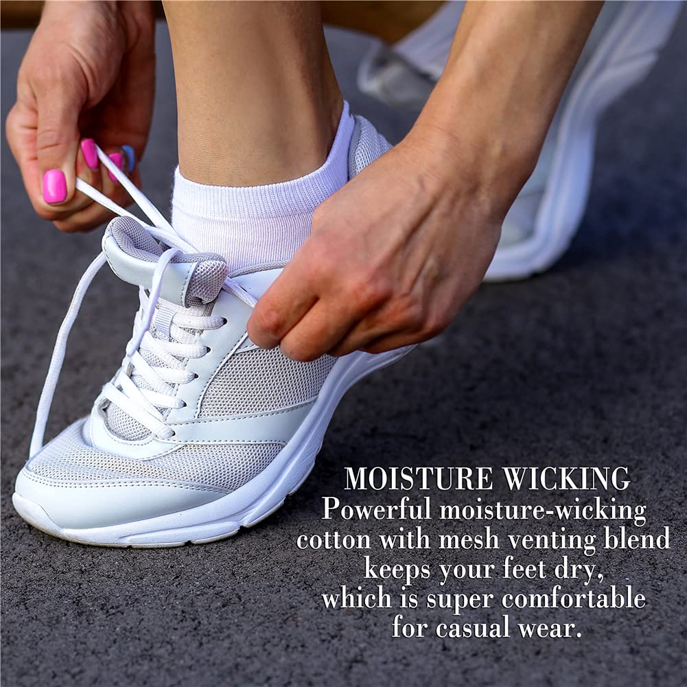 CHARMKING 8 Pairs Ankle Socks for Women Non Slip Cotton Socks No Show Socks Classic Low Cut Casual Socks (Black+White+Grey)