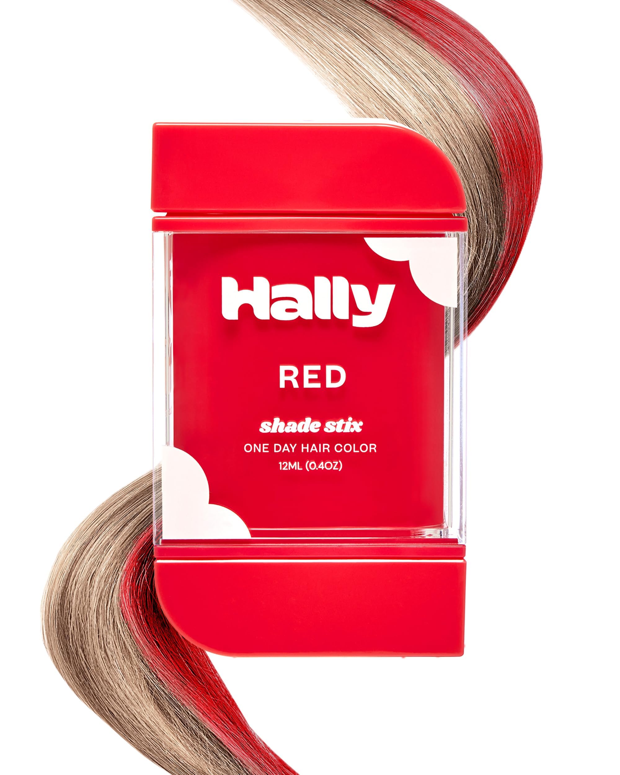 Hally Hair Temporary Hair Color, Shade Stix (Red) - 12 ml Washable Hair Chalk for Kids, Teens & Adults - One Day Pop of Color Hair Dye for Festivals, Sporting Events & Parties, All Hair Types