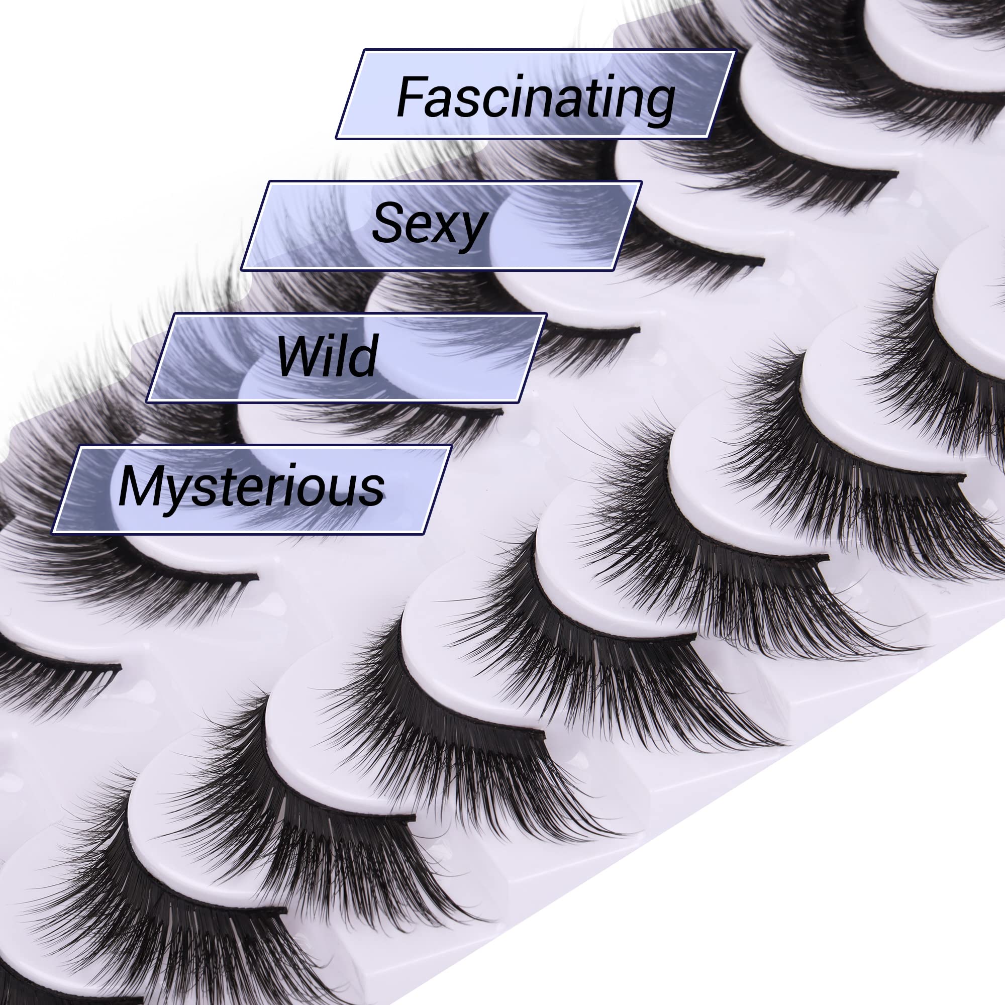 False Eyelashes Fluffy Dramatic Faux Mink Fox Eye Lashes 20MM Full Volume Angel Lashes like Lash Extension for Lift Effect Pack Lashes 10 Pairs by Yawamica Black