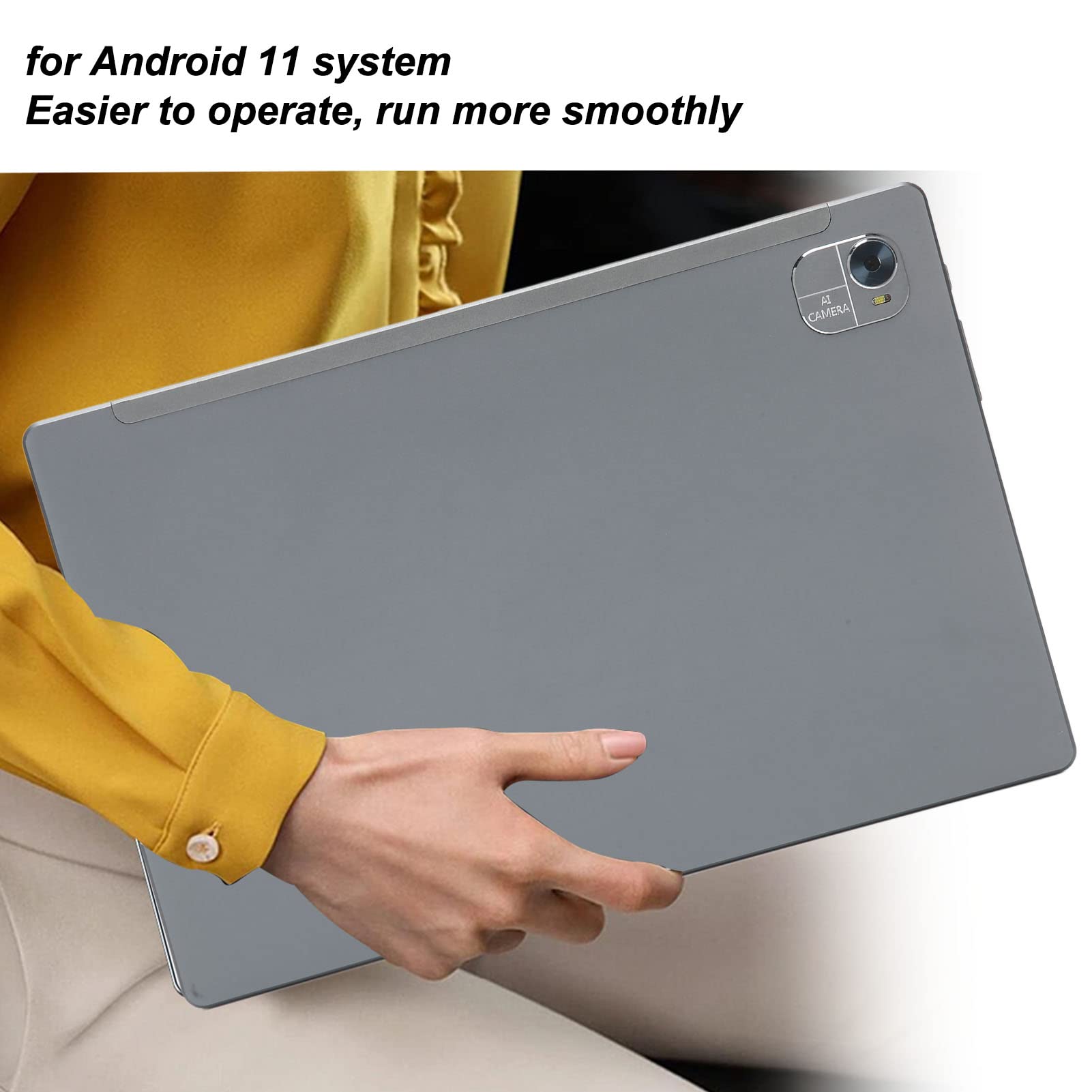 DAUERHAFT 10.1 Inch Tablet, Tablet Computer US Plug 100-240V 5G WiFi 2 in 1 Support FM GPS with Mouse for Entertainment for Android 11.0 (Grey)