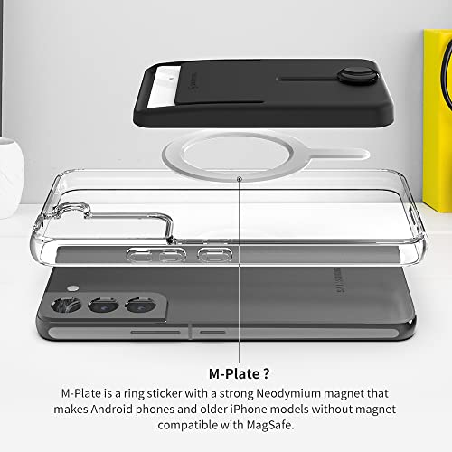 Sinjimoru Pop Up Phone Wallet for MagSafe, Magnetic Phone Credit Card Holder for Back of Cell Phone Case with Quick Access for iPhone 12, 13 & 14 Series. M-Button Wallet Matte Clear