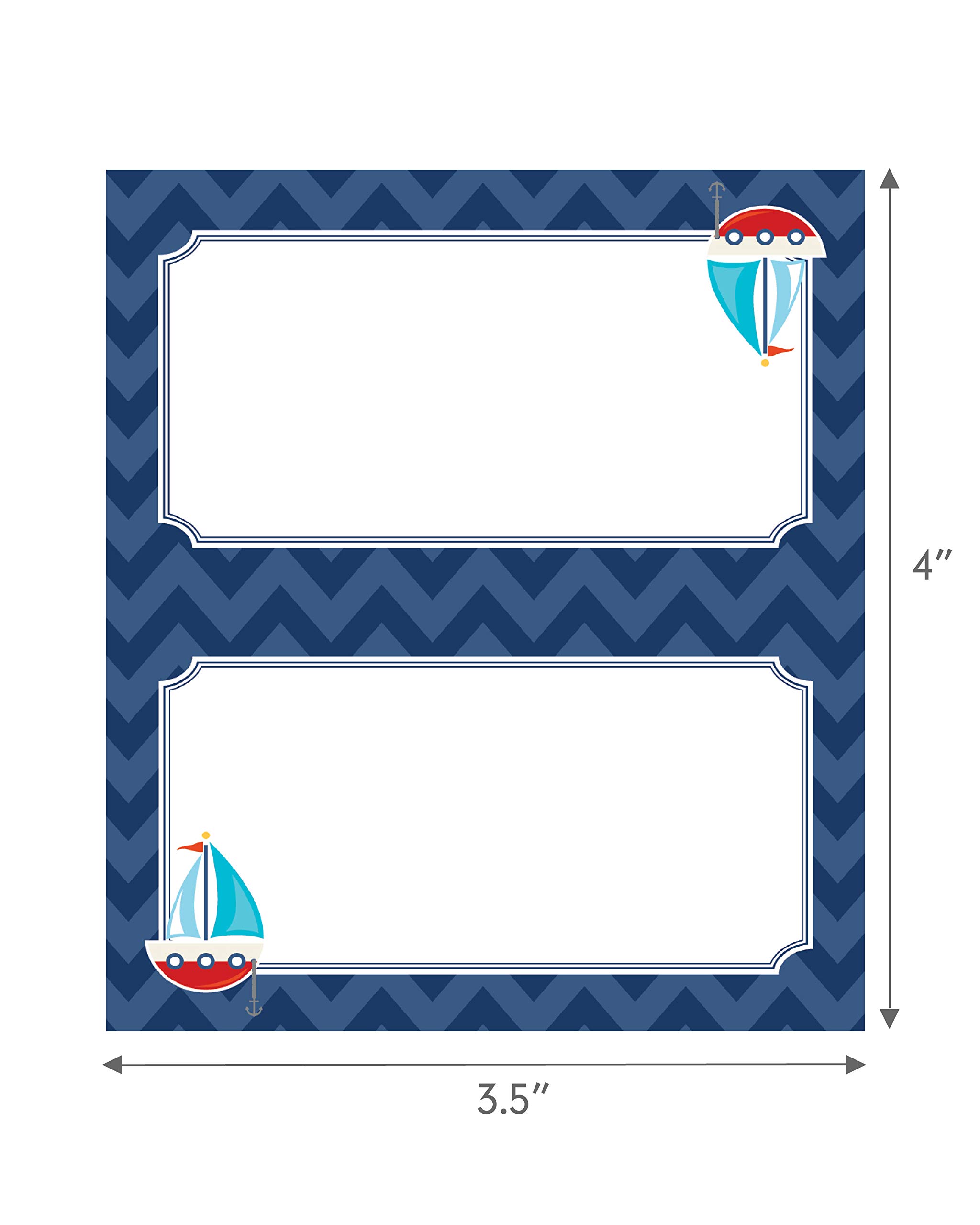 Oh My Baby Shower Ahoy Nautical Theme Tent Card Place Holders - 12 Count