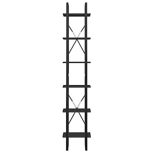MNISDFL Industrial Shelves Large Etagere Bookshelf 6-Tier Book Cabinet Gray 15.7"x11.8"x82.7" Engineered Wood for Living Room, Study, Kitchen, Home Office