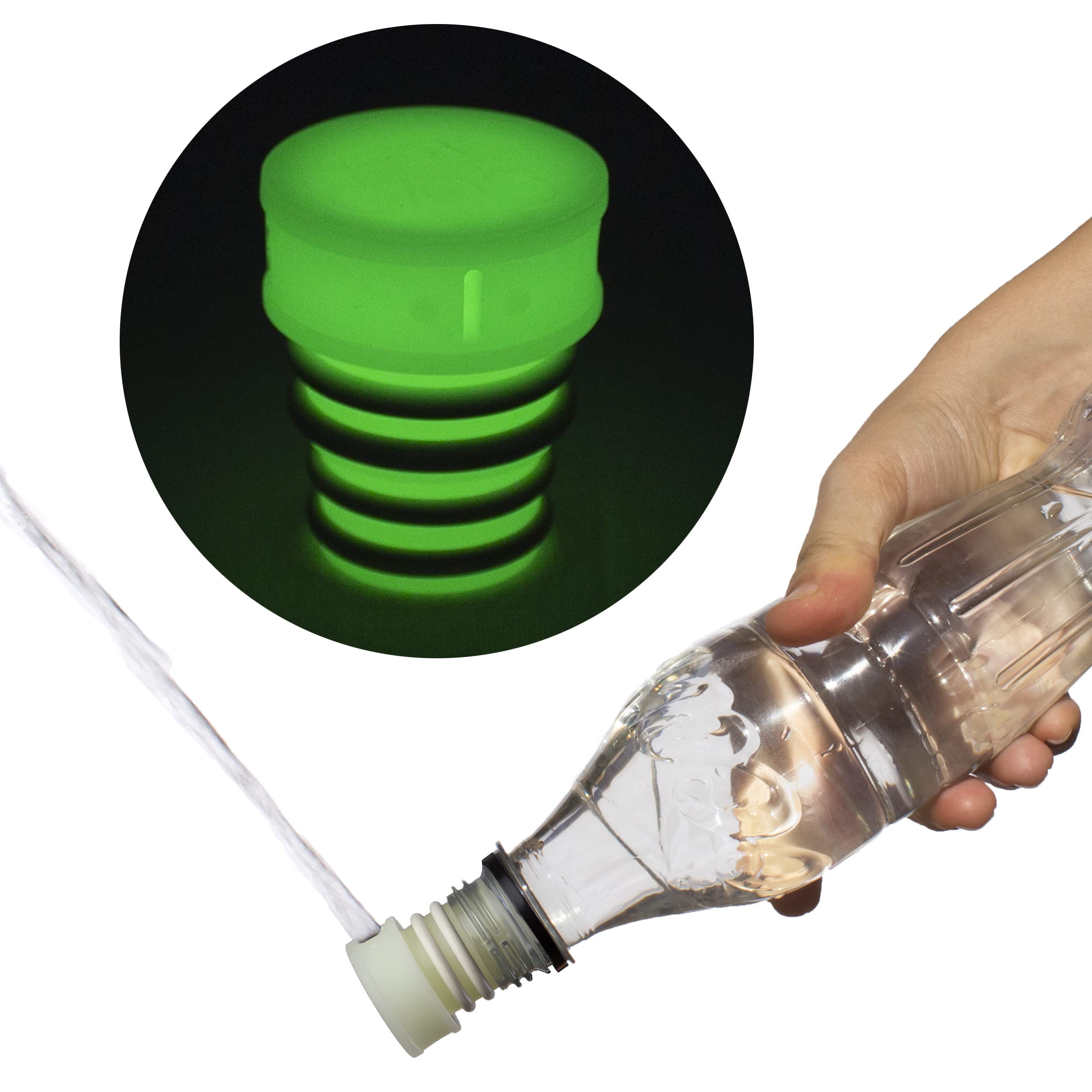 CuloClean Portable Bidet for Toilet, Travel, or Camping. Compatible with Any Plastic Bottle. Discreet, Sanitary or Travel Shower, Attachable Stopper, Backcountry Bidet Nozzle (1pcs Glow in the dark)