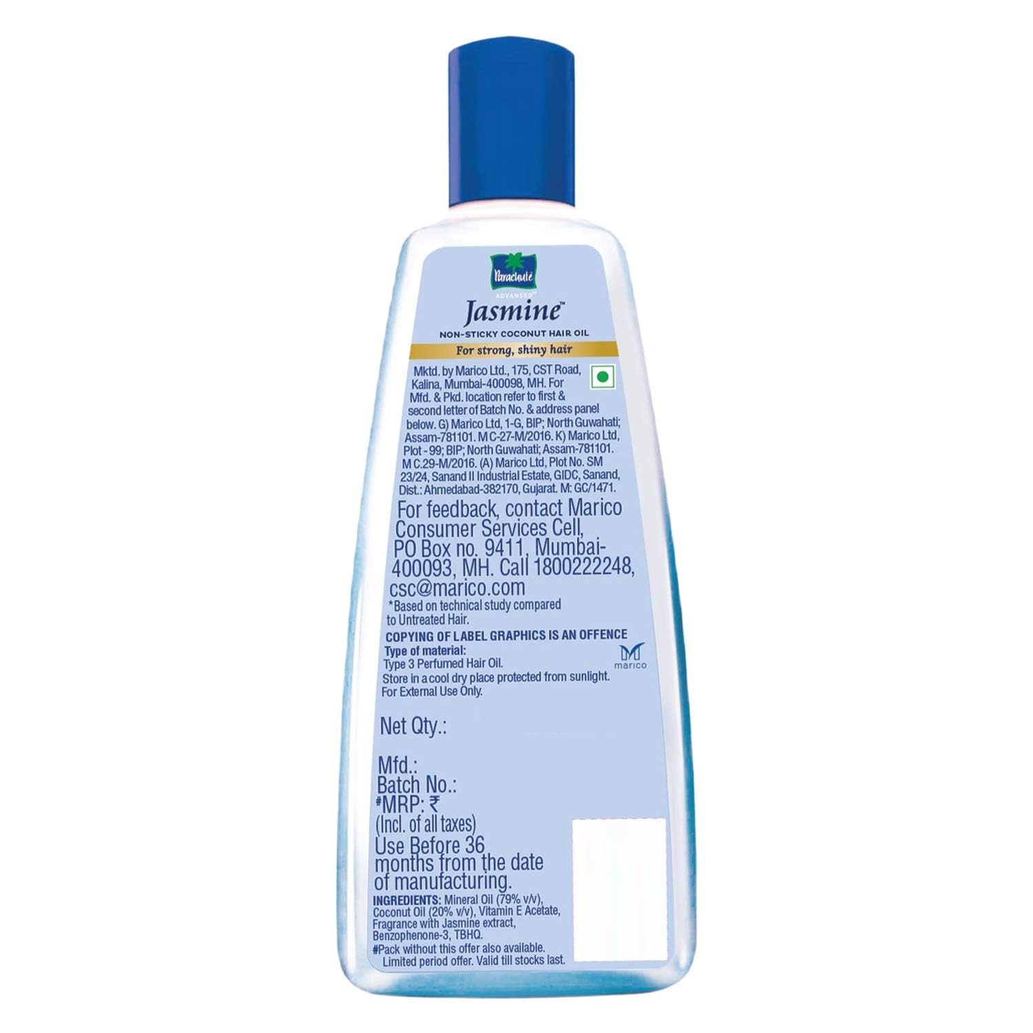 Parachute Advansed Jasmine Enriched Coconut Hair Oil with Vitamin-E | For Scalp Nourishment| Stronger, Softer, Silkier Hair |Non-Sticky | All Hair Types| 6.4 Fl.oz.