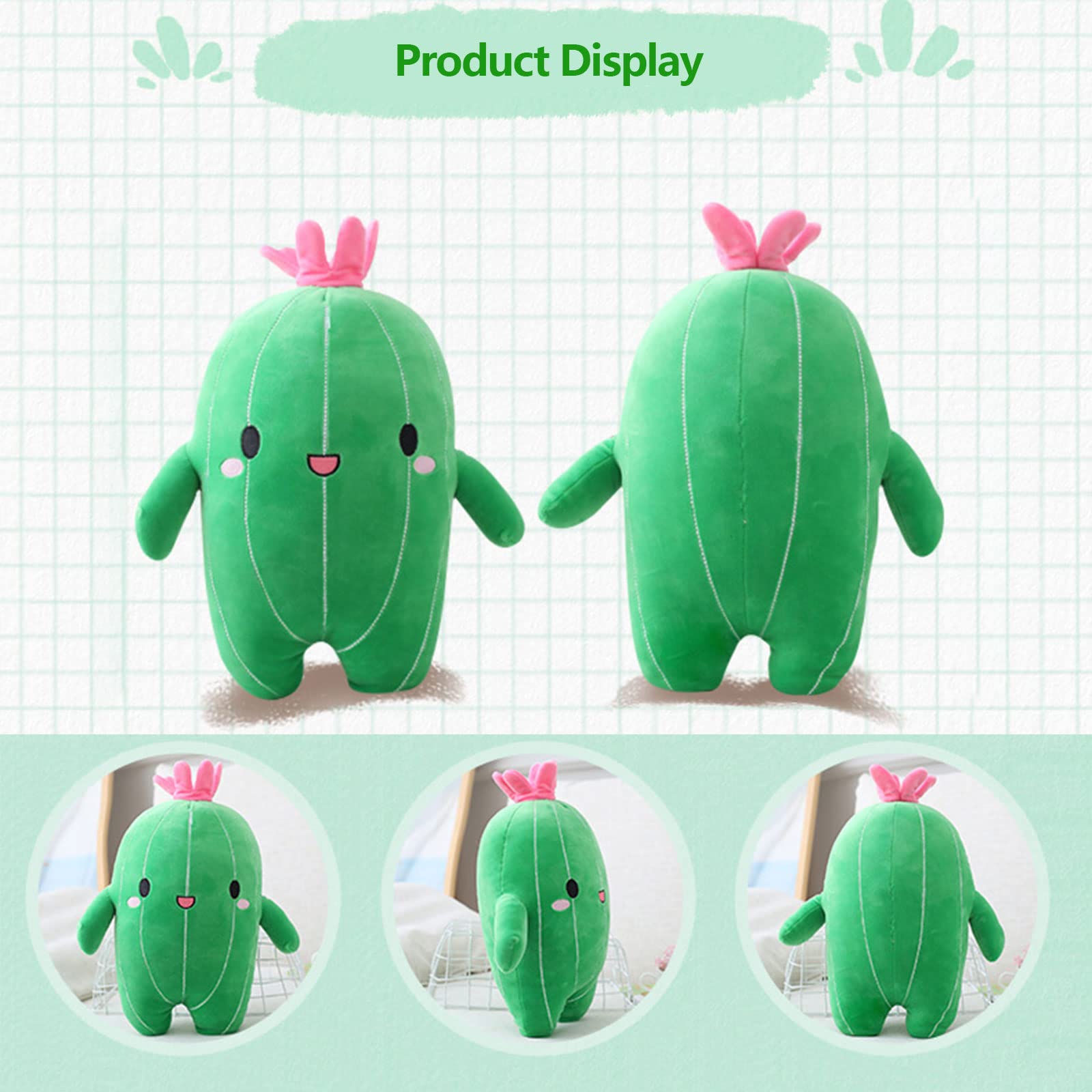 VOpper 1Pcs 8inch Super Cute Smiling Cactus Plush Pillow Toy,A Great Gift for Boys, Girls and Girlfriends (8inch)β¦